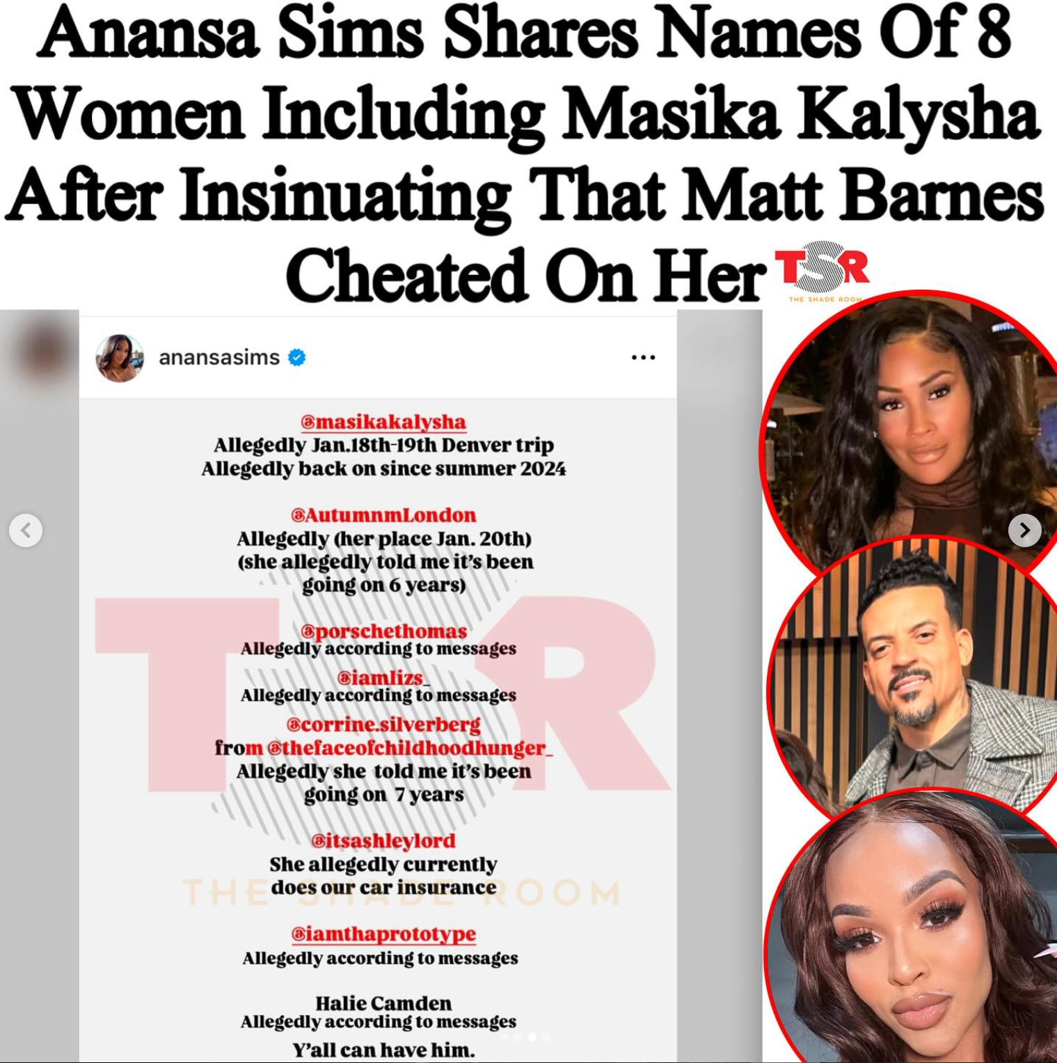 Matt Barnes' Fiancée Anansa Sims Posts Dates And Names of 8 Women He ...