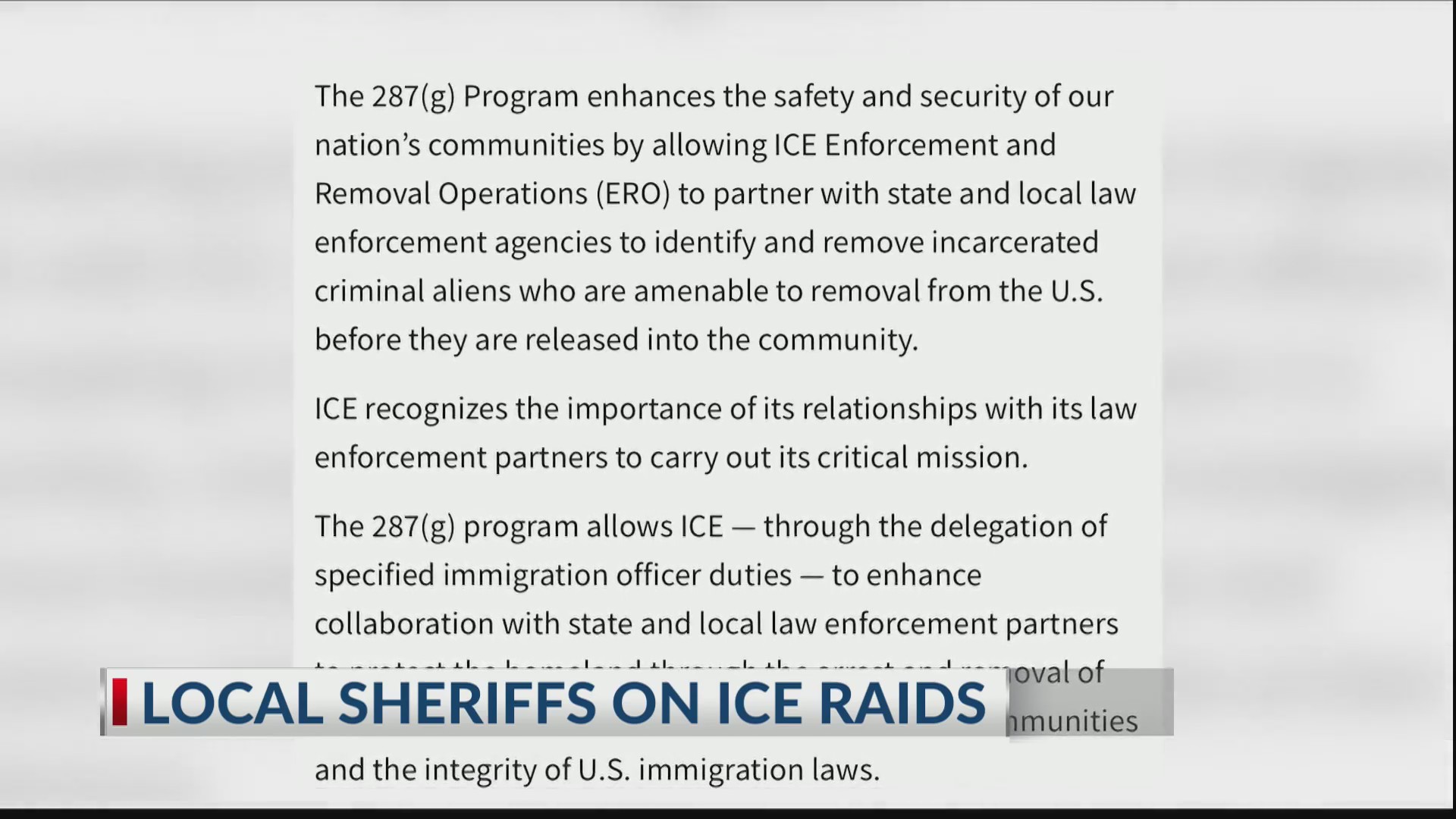 Local Sheriffs react to Federal program 287(g)