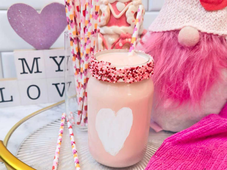 Valentine's Day fluff strawberry milk