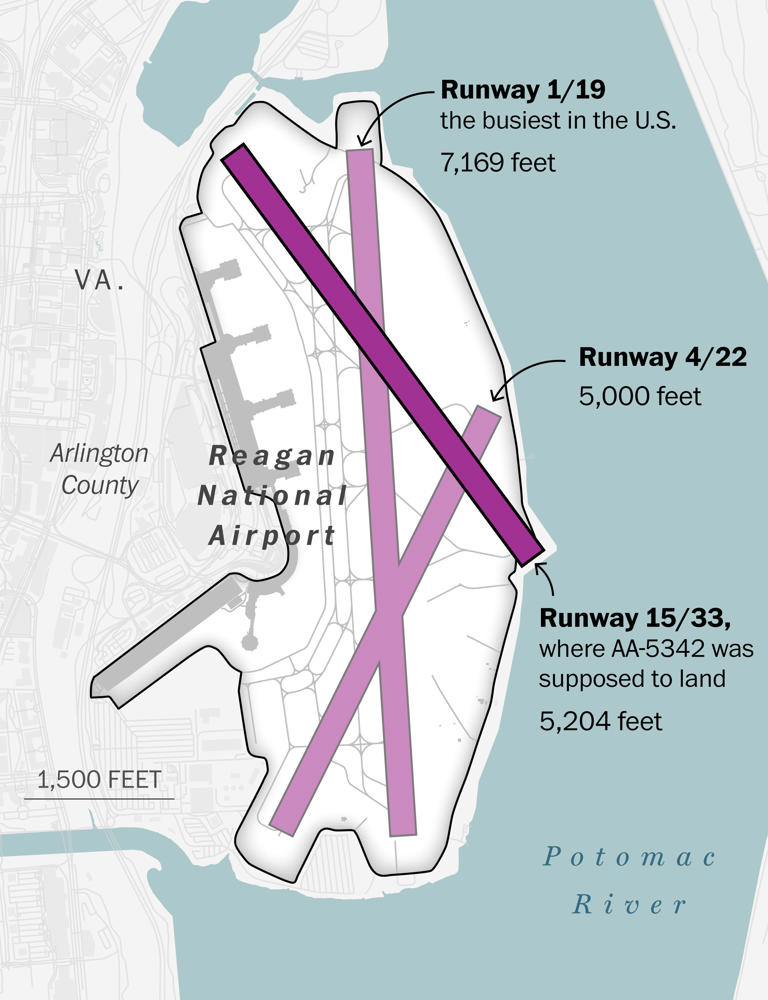 Maps show how D.C. plane crash occurred in Reagan National’s congested ...
