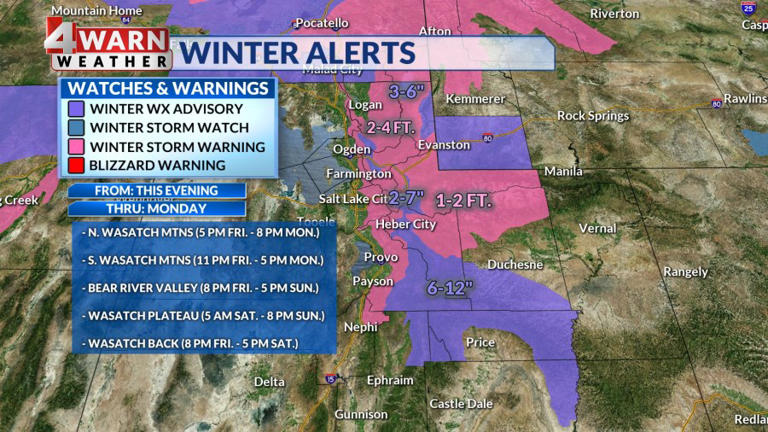 Winter storm to bring heavy snow to Utah mountains this weekend