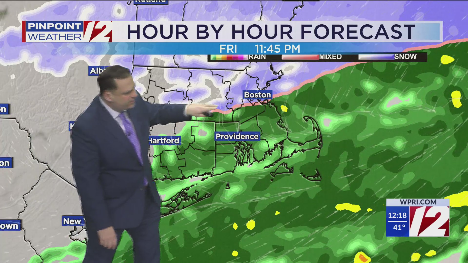 WPRI 12 Pinpoint Weather Forecast for 1/31/25: Rain into the evening