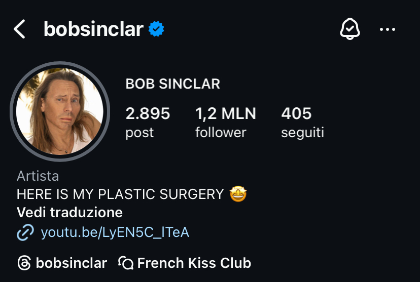 «Bob Sinclair si è rifatto il viso, è botox»: ma era tutto falso. Un ...