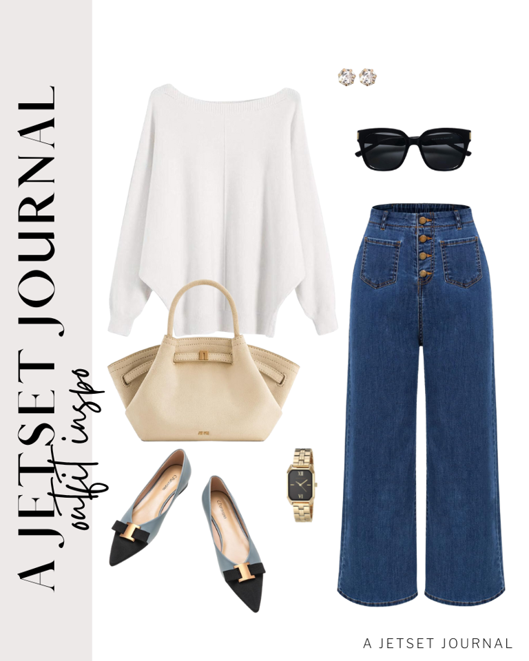 Style These Wide Leg Jeans with Light Colored Tops in Five Ways