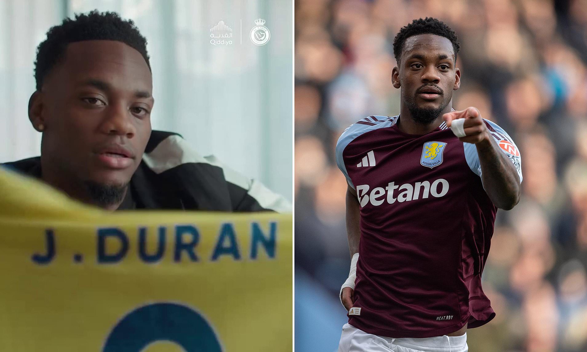 Jhon Duran completes £65m move to Cristiano Ronaldo's Al-Nassr from ...