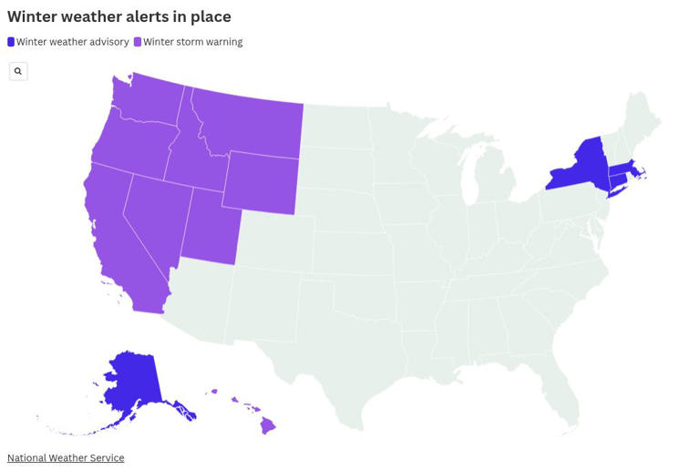 Winter Storm Map as 13 States Hit