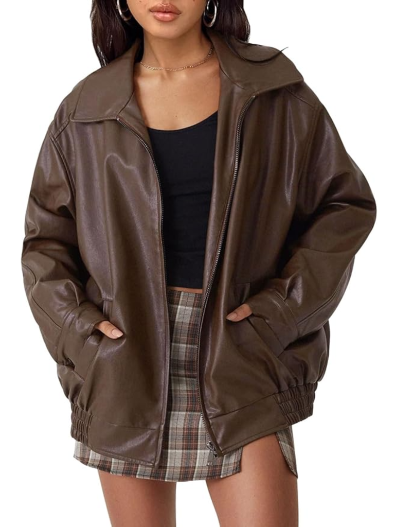 The Oversized Leather Bomber Jacket Is the Coat Carrying Me From Winter ...