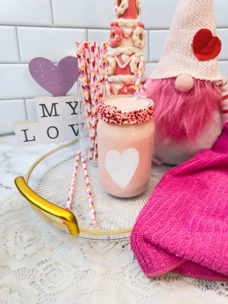 Valentine's Day fluff strawberry milk