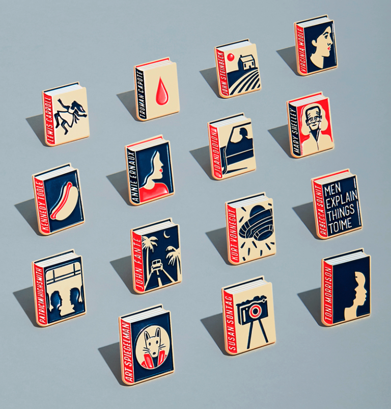 These beautiful enamel pins are a delight for bookworms