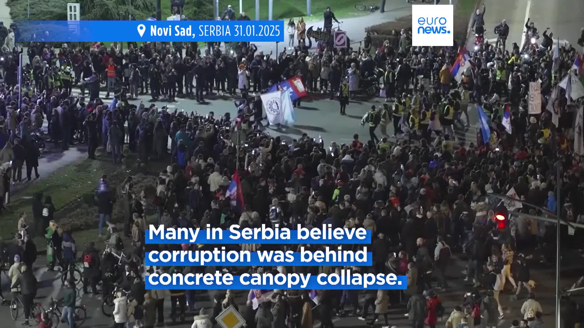 Student-led protesters blockade bridges in Serbia's second-largest city