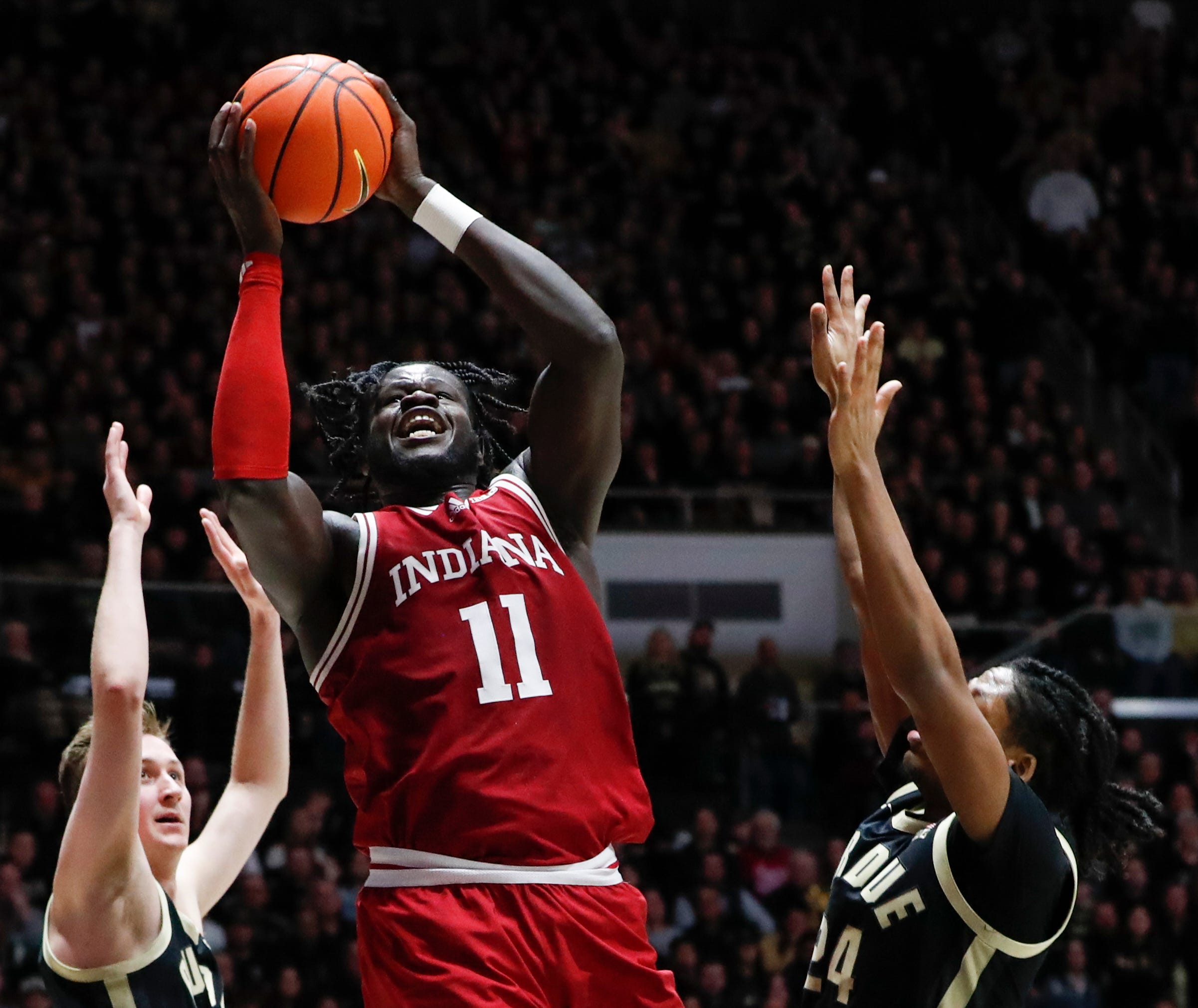 Watch Indiana basketball's Oumar Ballo's heated reaction vs Purdue