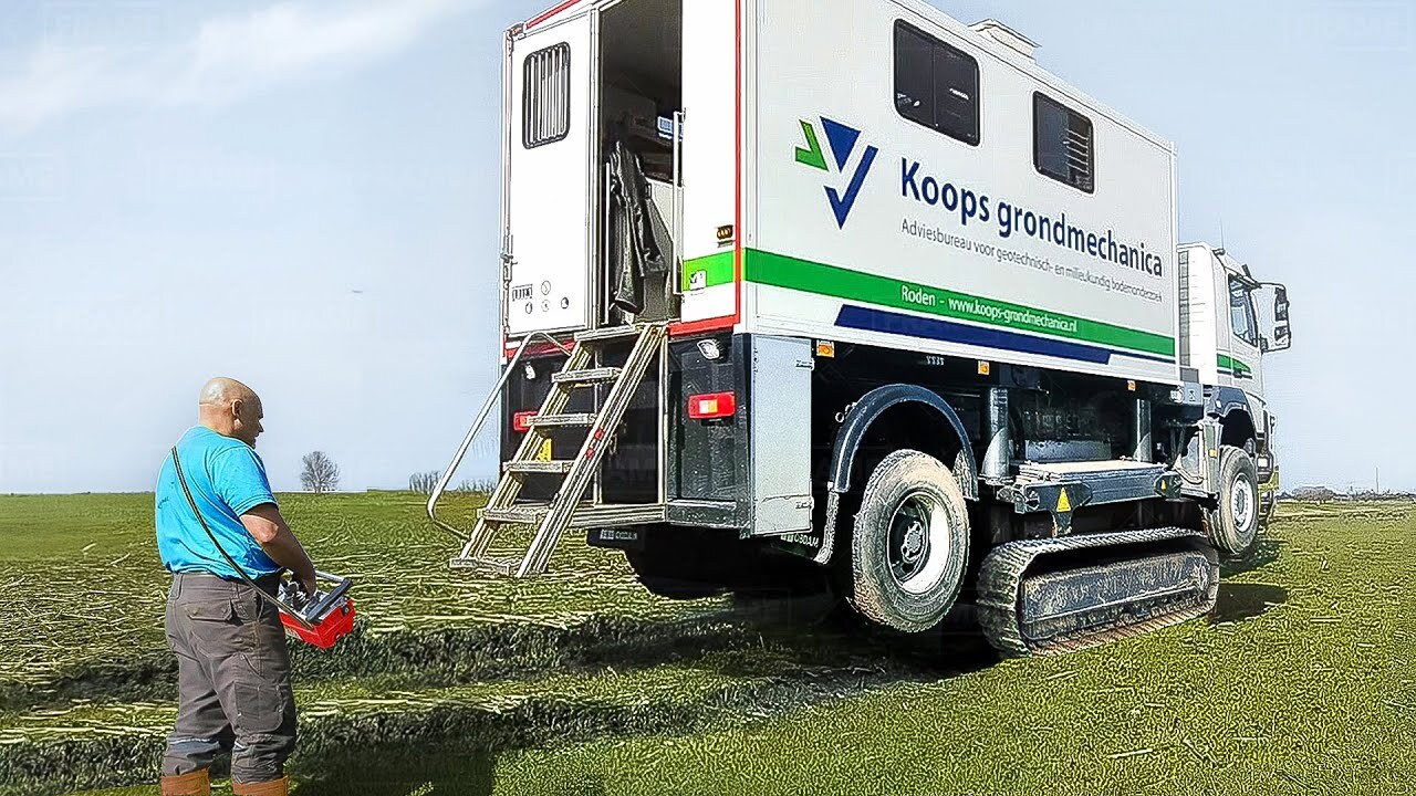 Europe's most unusual truck tackling muddy terrain