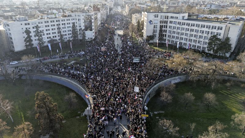Student-led protesters blockade bridges in Serbia's second-largest city