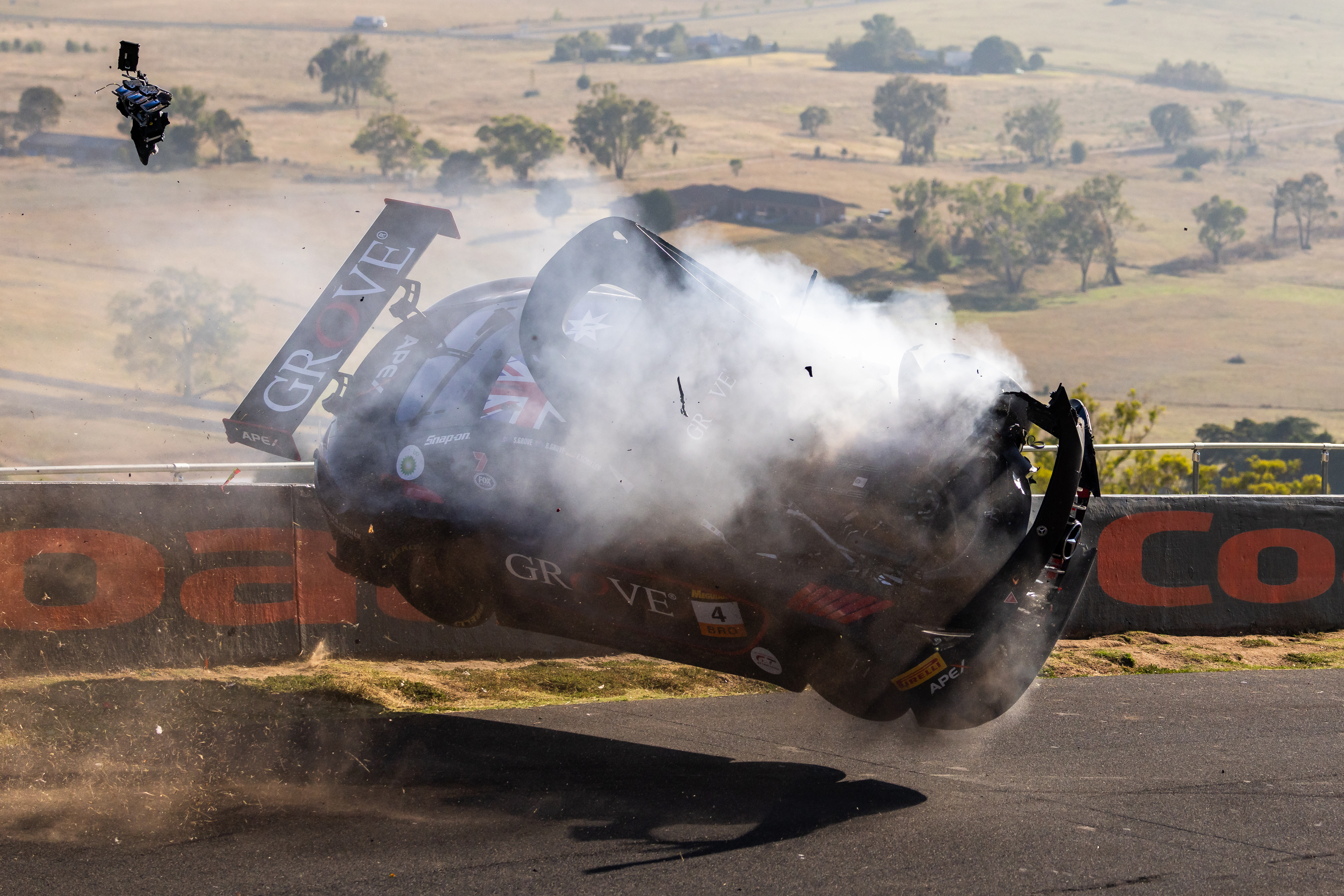 $500k Mercedes nearly clears wall in horrifying Bathurst crash