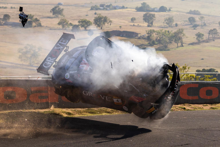 $500k Mercedes nearly clears wall in horrifying Bathurst crash