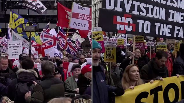 Protestors gather in support of Tommy Robinson in London