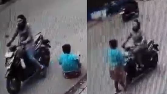 Woman on scooter hits pedestrian and flees scene. Viral CCTV footage ...