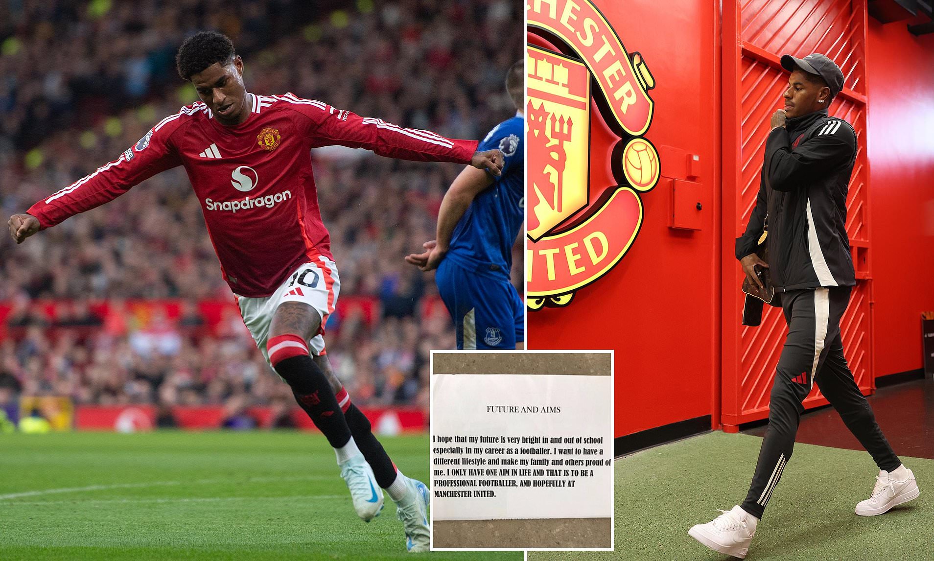 Marcus Rashford's uncovered school note on his 'future and aims' leaves ...