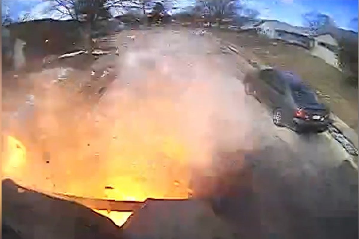 Oxygen tank explodes inside garbage truck as bin collector narrowly ...