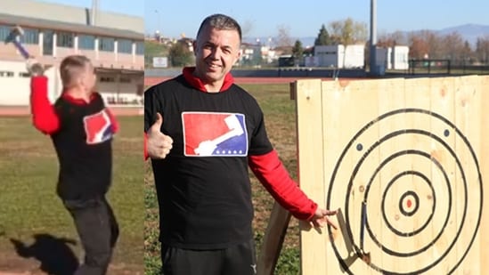 Turkish man sets new Guinness World Record for the longest axe throw at ...