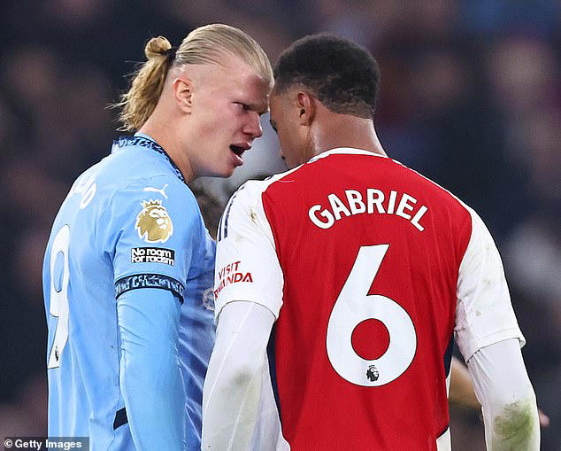 Gabriel laughs in Erling Haaland's face as he refuses to 'stay humble ...