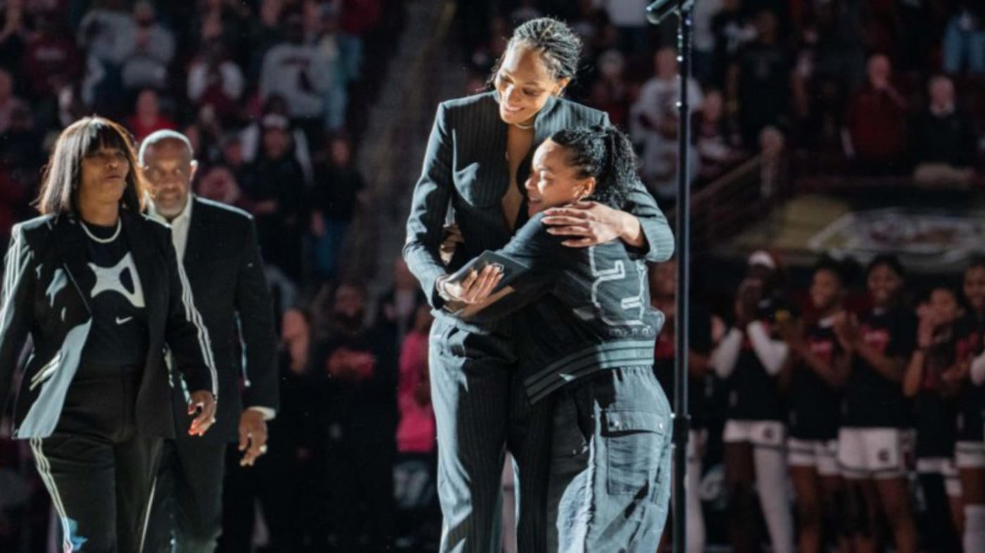 A'ja Wilson jersey retirement: Aces star gives touching speech as South ...