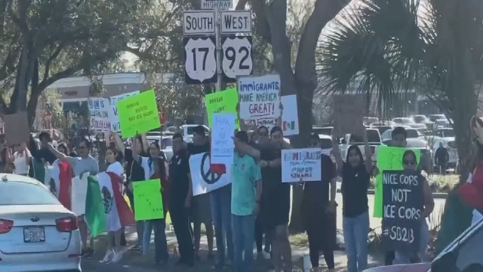 Ch. 9's Q McCray went to the scene of an immigration protest in Deland