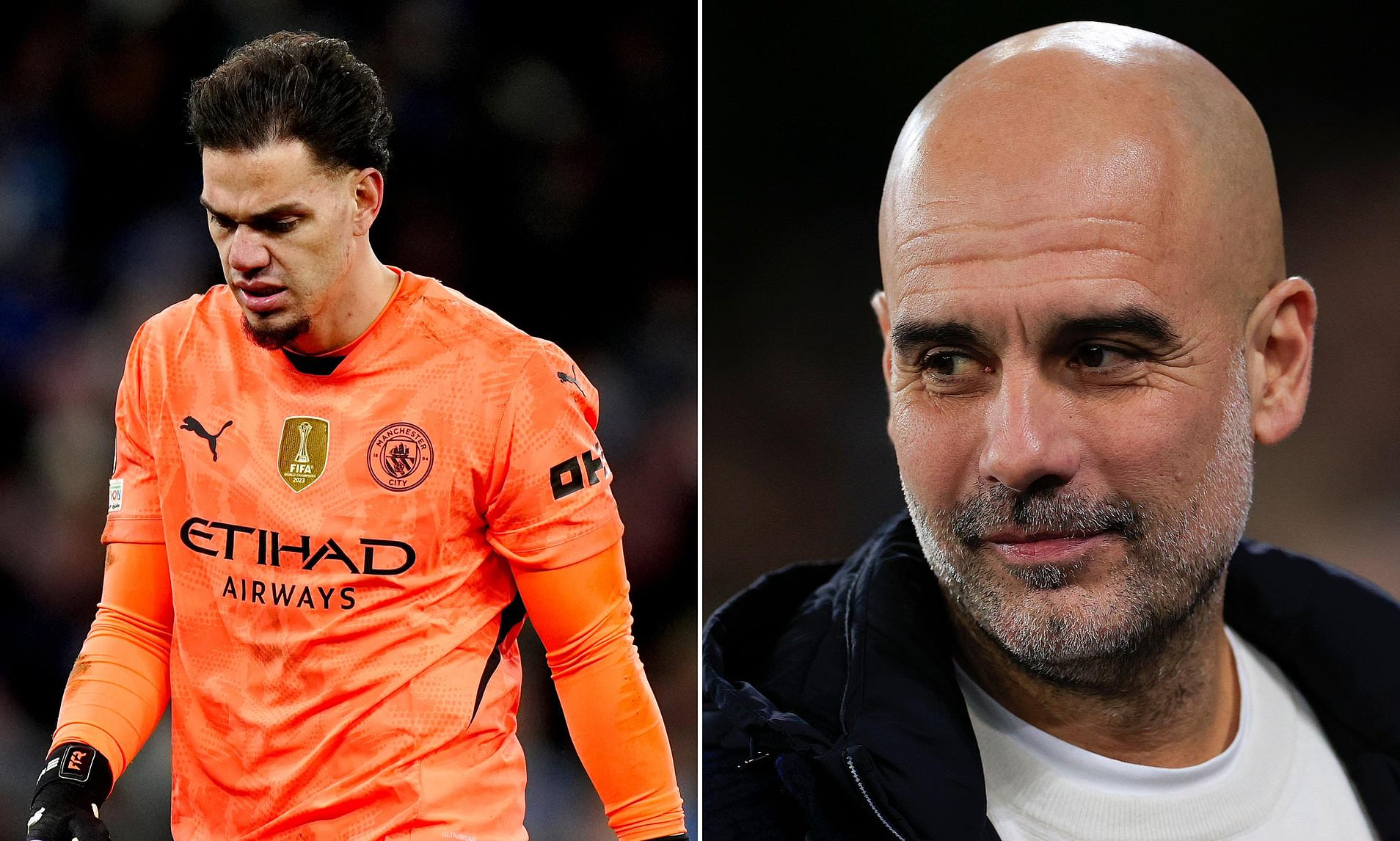 Man City goalkeeper Ederson is ABSENT from Pep Guardiola's squad to ...