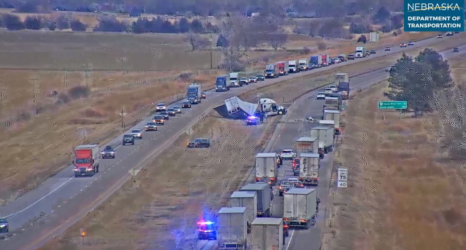 Part of I-80 Eastbound near Shelton closed after semi-truck crash