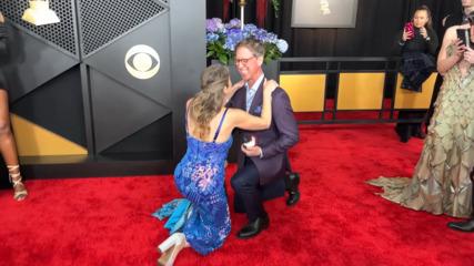 Grammy red carpet proposal - but did she say yes?