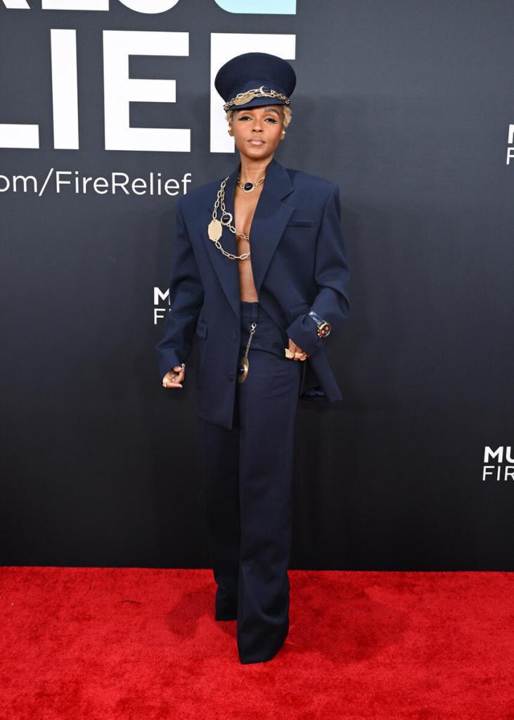 Janelle Monáe Wears Area Power Suit for Grammys 2025 Red Carpet