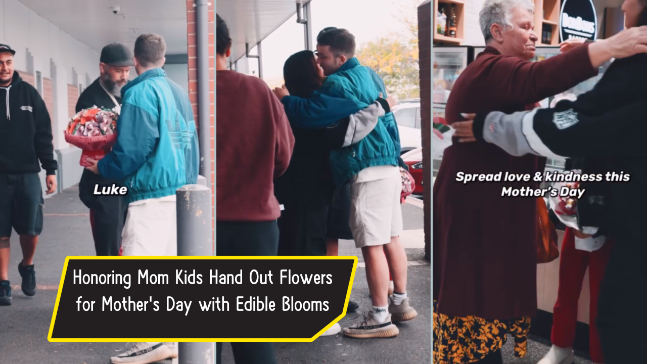 Honoring Mom Kids Hand Out Flowers for Mother's Day with Edible Blooms