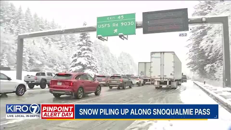 VIDEO: Snow piling up along Snoqualmie Pass