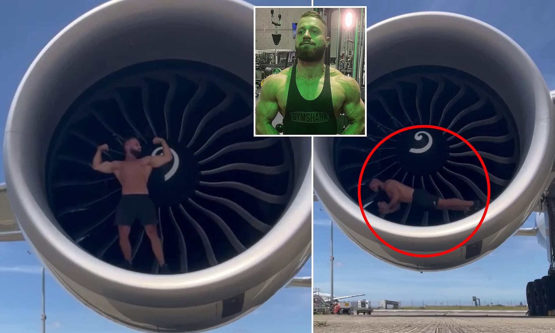 Alarm at Sydney Airport as bodybuilder jumps into moving plane engine