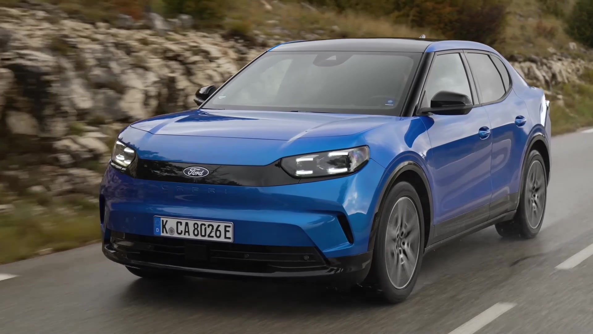 The new Ford all-electric Capri in Blue my mind Driving Video