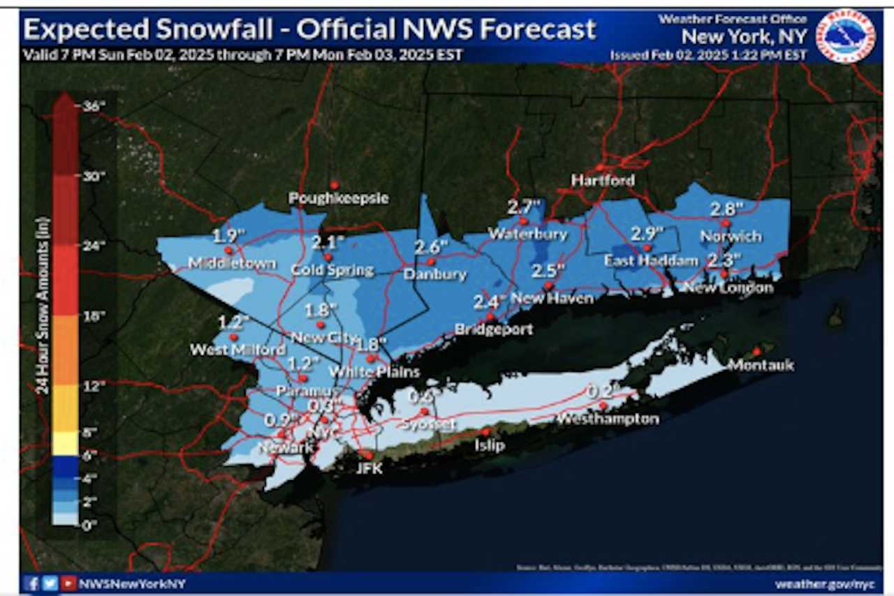 Brand-New Snowfall Map: Up To 4 Inches Now Possible In These Areas As ...