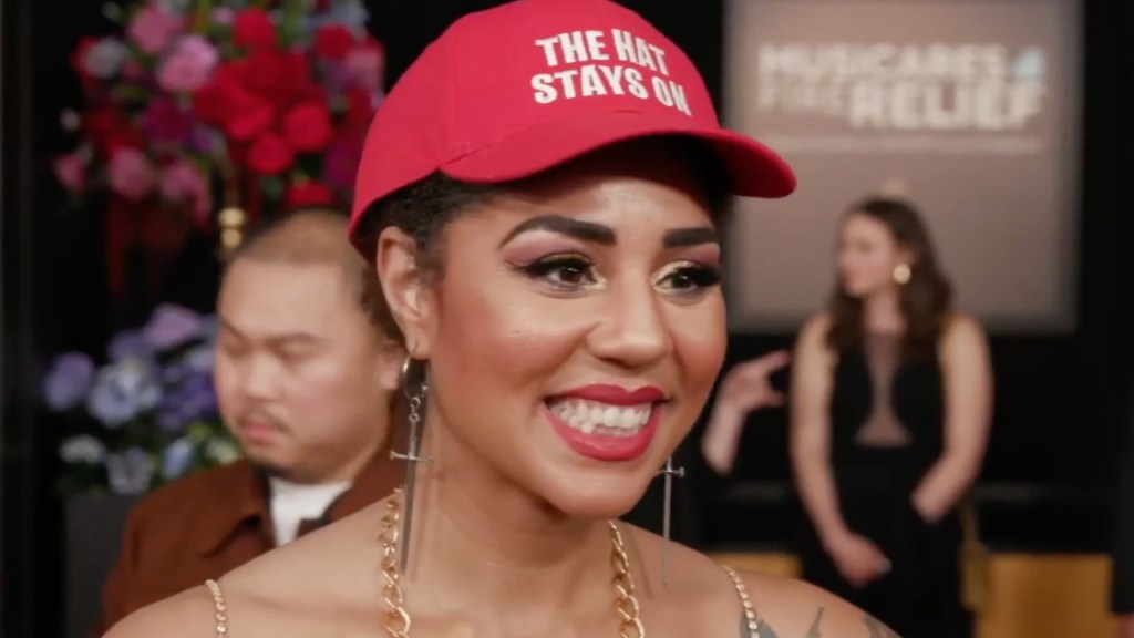 Joy Villa Makes a Pro-Trump Fashion Statement at the Grammys Red Carpet ...
