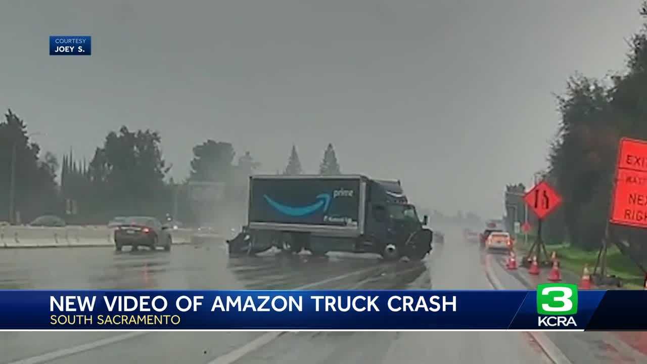 Watch: Dash camera video shows moment Amazon truck smashes through ...