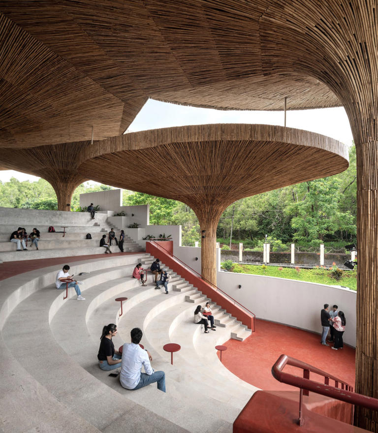 The Purple Ink Studio covers Tapmi Centre in India with bamboo parasol ...