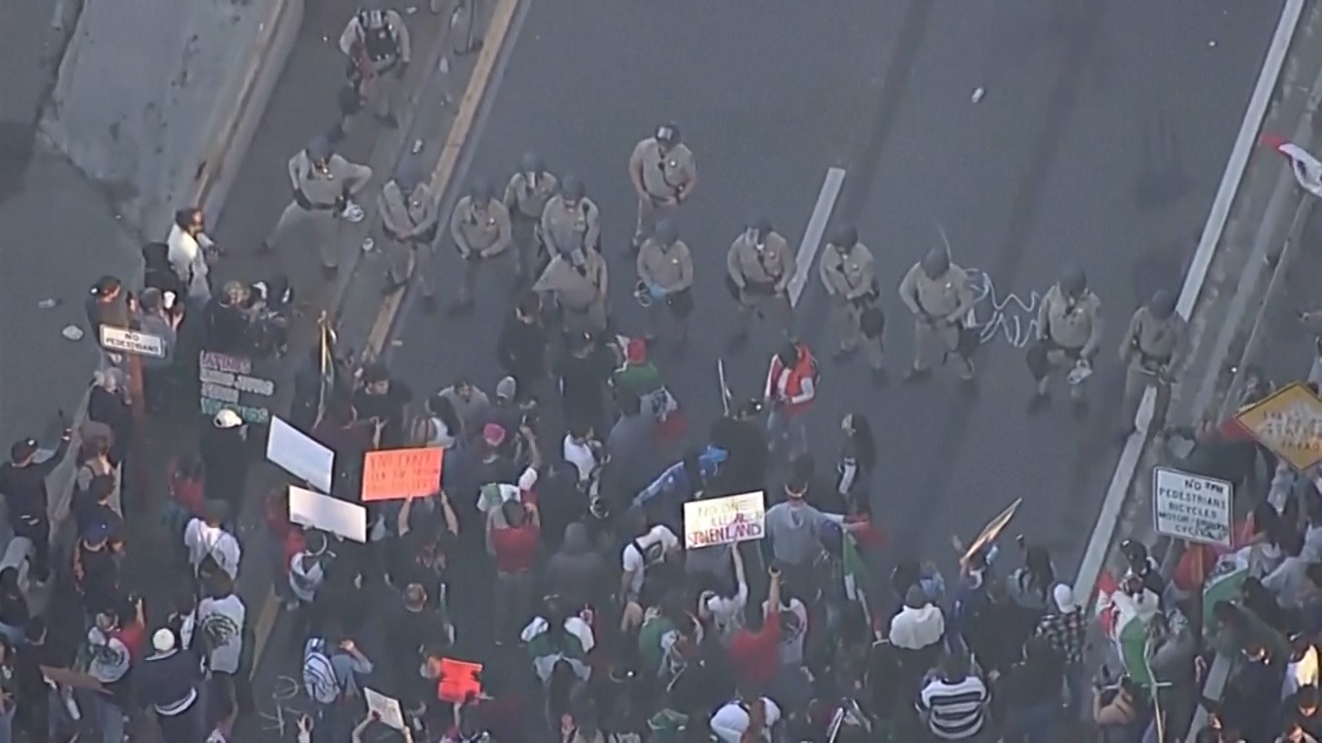 Thousands Of People Block Los Angeles Freeway To Protest Mass Deportations