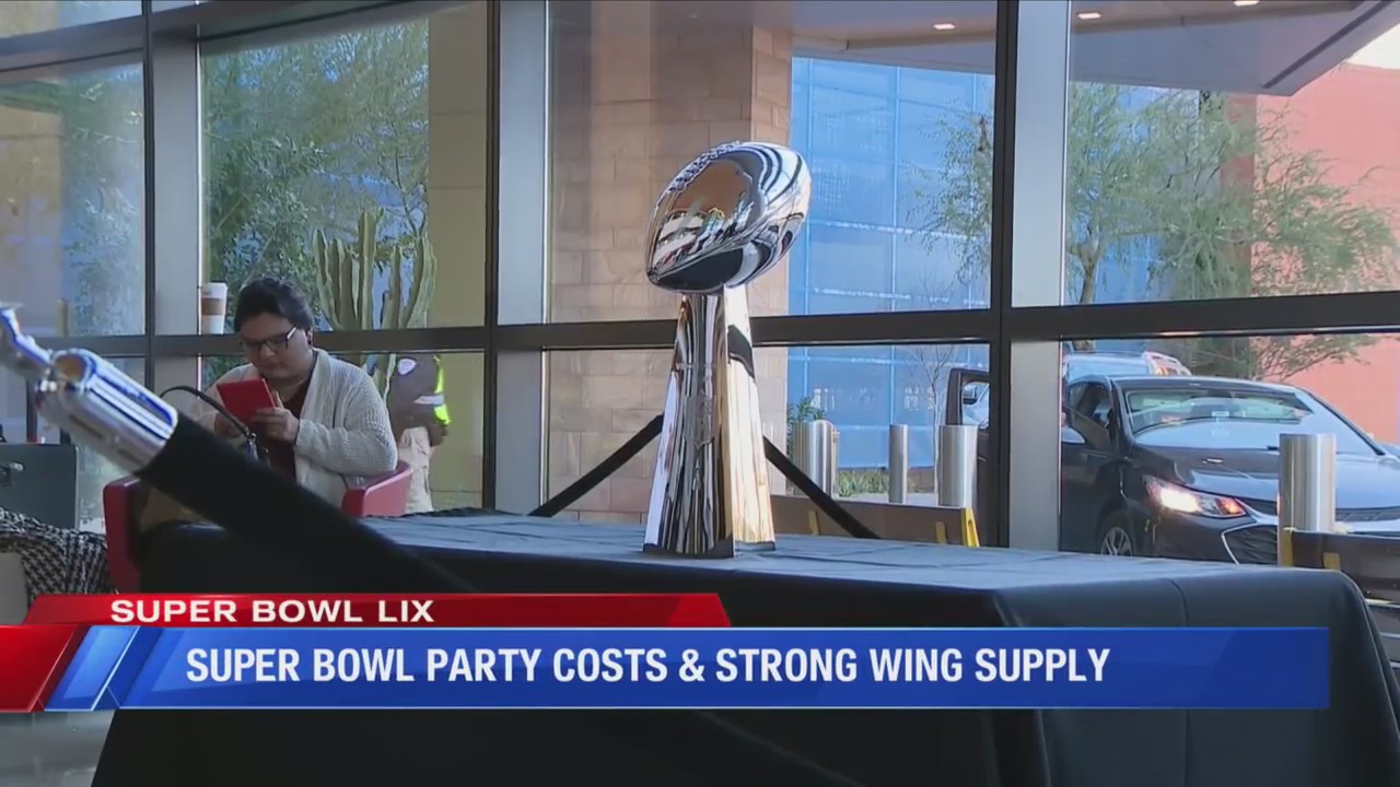 Super Bowl party costs & strong wing supply
