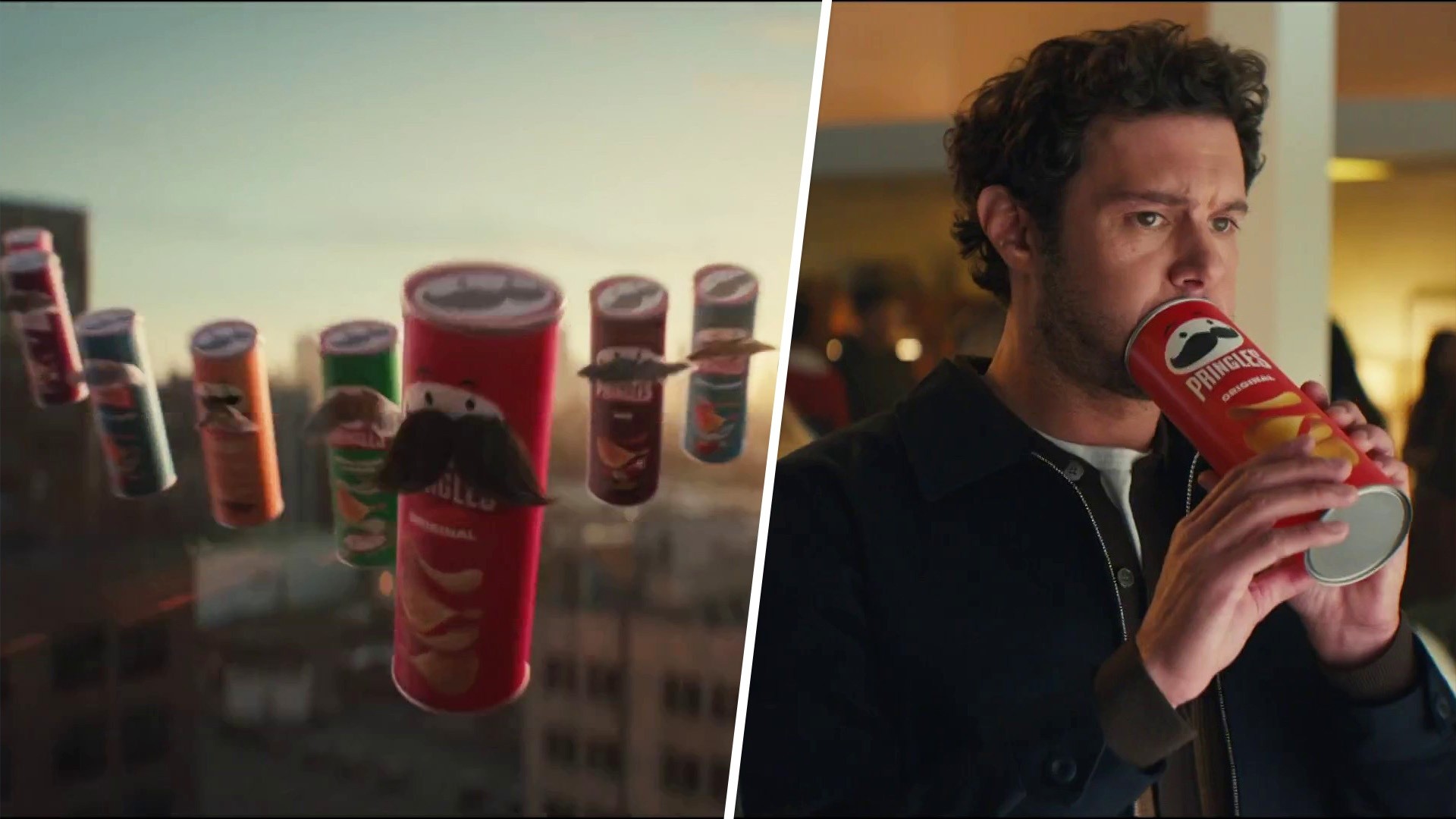 Flying mustaches deliver Pringles in star-studded Super Bowl ad