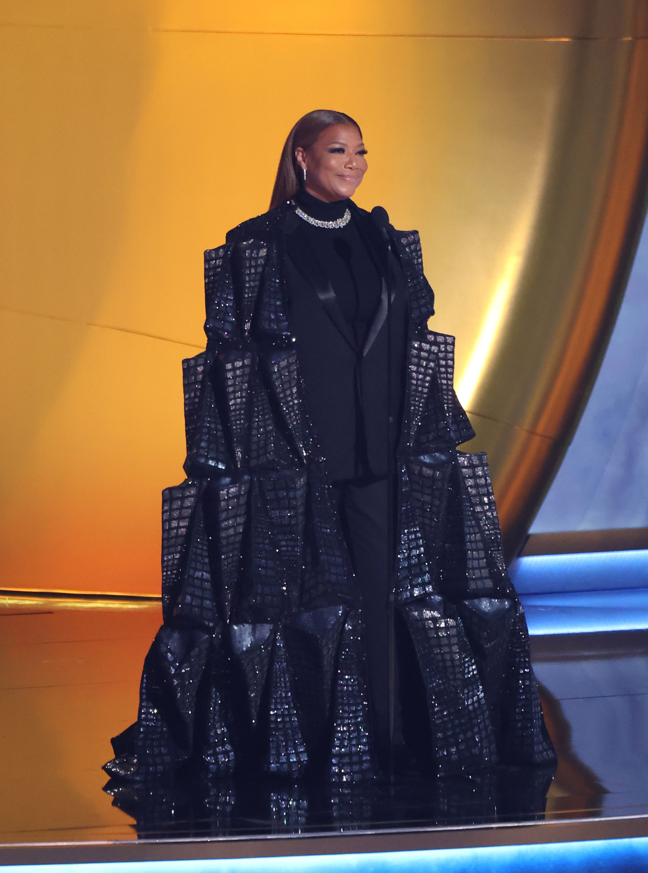 Queen Latifah's Grammy black outfit by Rahul Mishra was made in Noida