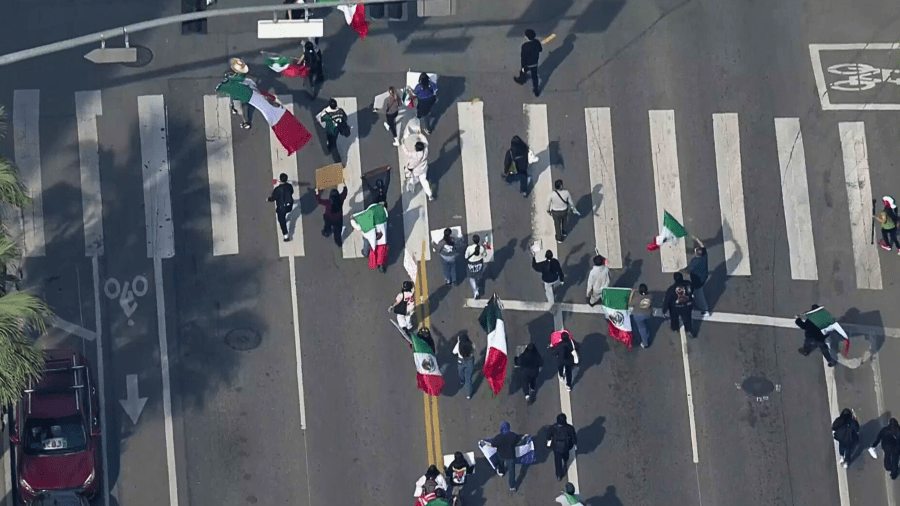 ‘Day Without Immigrants’ protests snarl downtown Los Angeles
