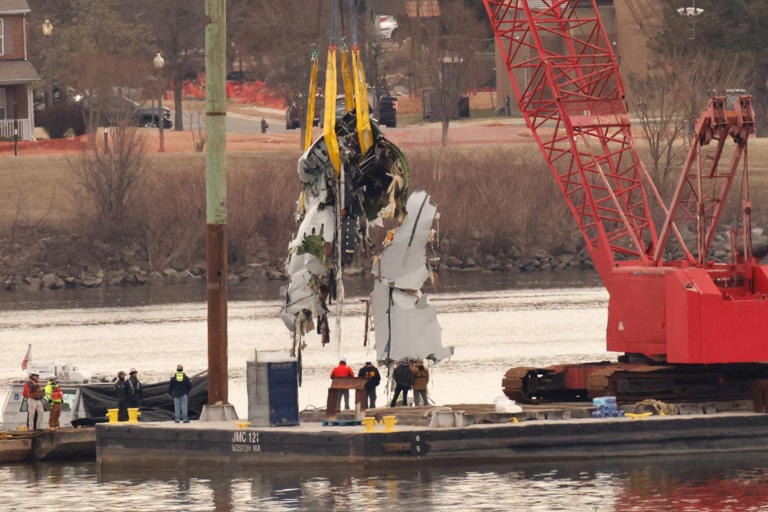 DC plane crash latest: First parts of plane wreckage are lifted from ...