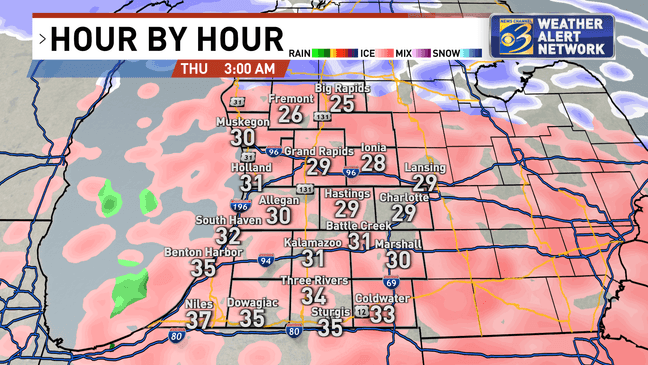 Icy conditions develop Wednesday night