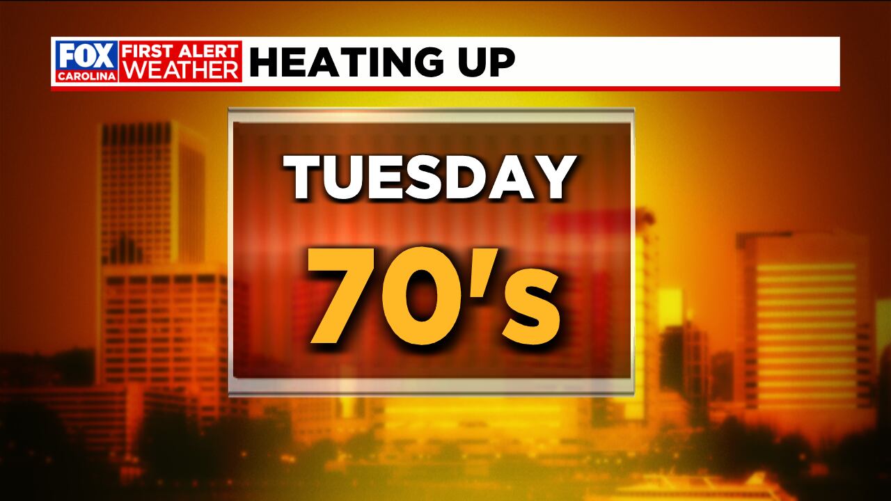 Big warm-up Tuesday, showers creep in soon