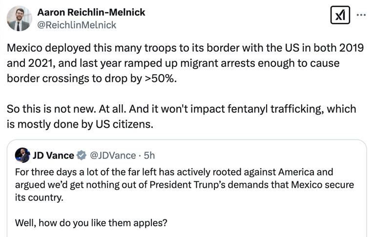 JD Vance Hit With Brutal Fact-Check on Trump and Mexico Tariffs