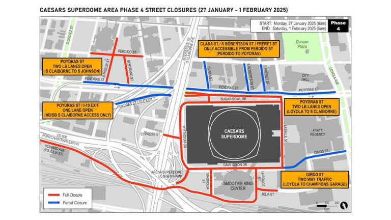 GETTIN' AROUND: Road closures map and guide for Super Bowl week