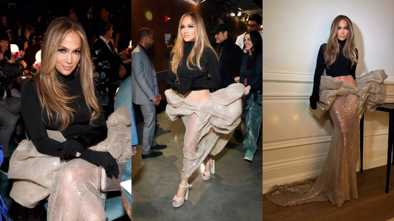 Jennifer Lopez makes a strong case for turtle neck top and sequin skirt ...
